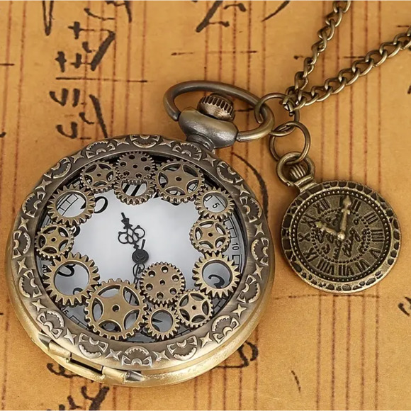 Quartz | Accessories | Steampunk Pocket Watch Bronze Railroad Clock ...